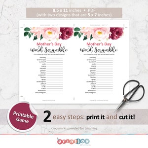 Mothers Day Games Bundle, Printable Games for Mother's Day, Printable ...