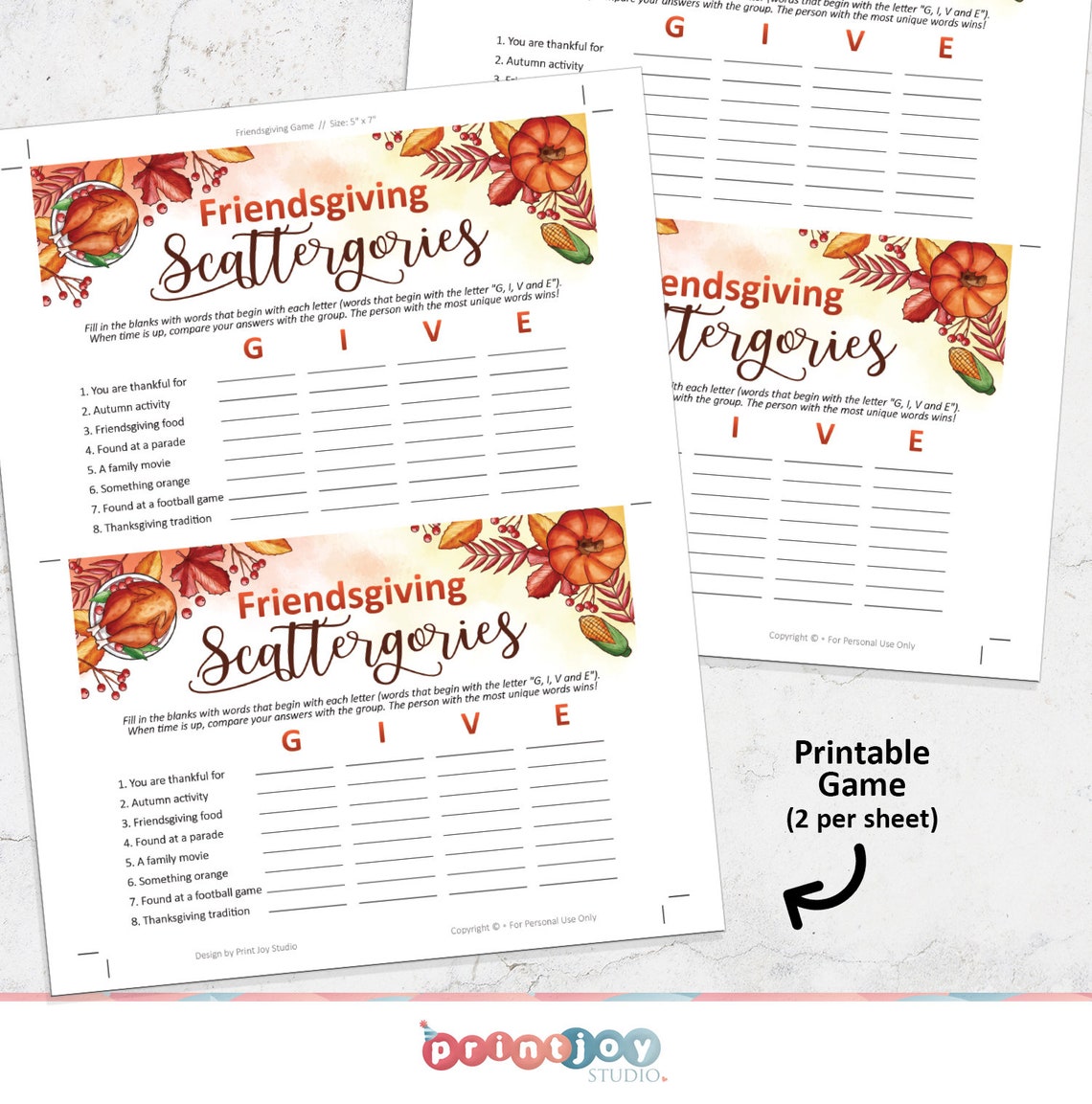 Friendsgiving Games, Friendsgiving Scattergories, Friendsgiving Decor ...