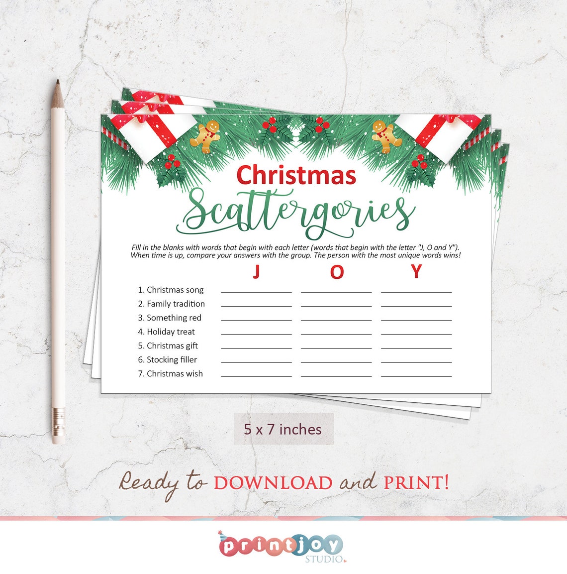 Printable Christmas Scattergories Game, Holiday Party, Christmas Party ...