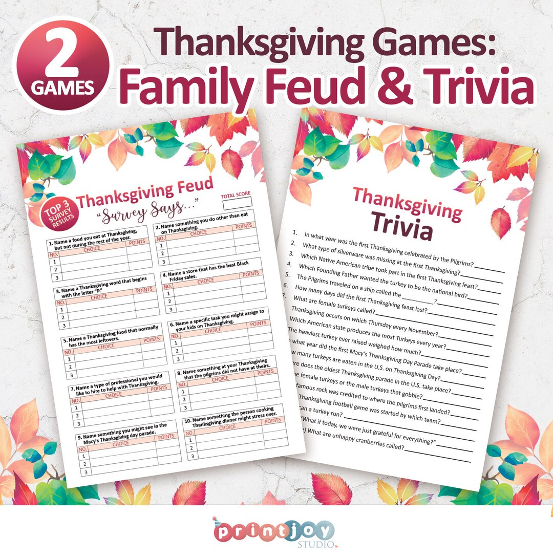 Thanksgiving Games Bundle, Thanksgiving Family Feud Game, Thanksgiving ...
