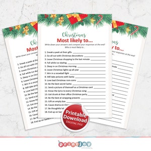 Most Likely To, Who's Most Likely to Game, Christmas Games, Printable ...