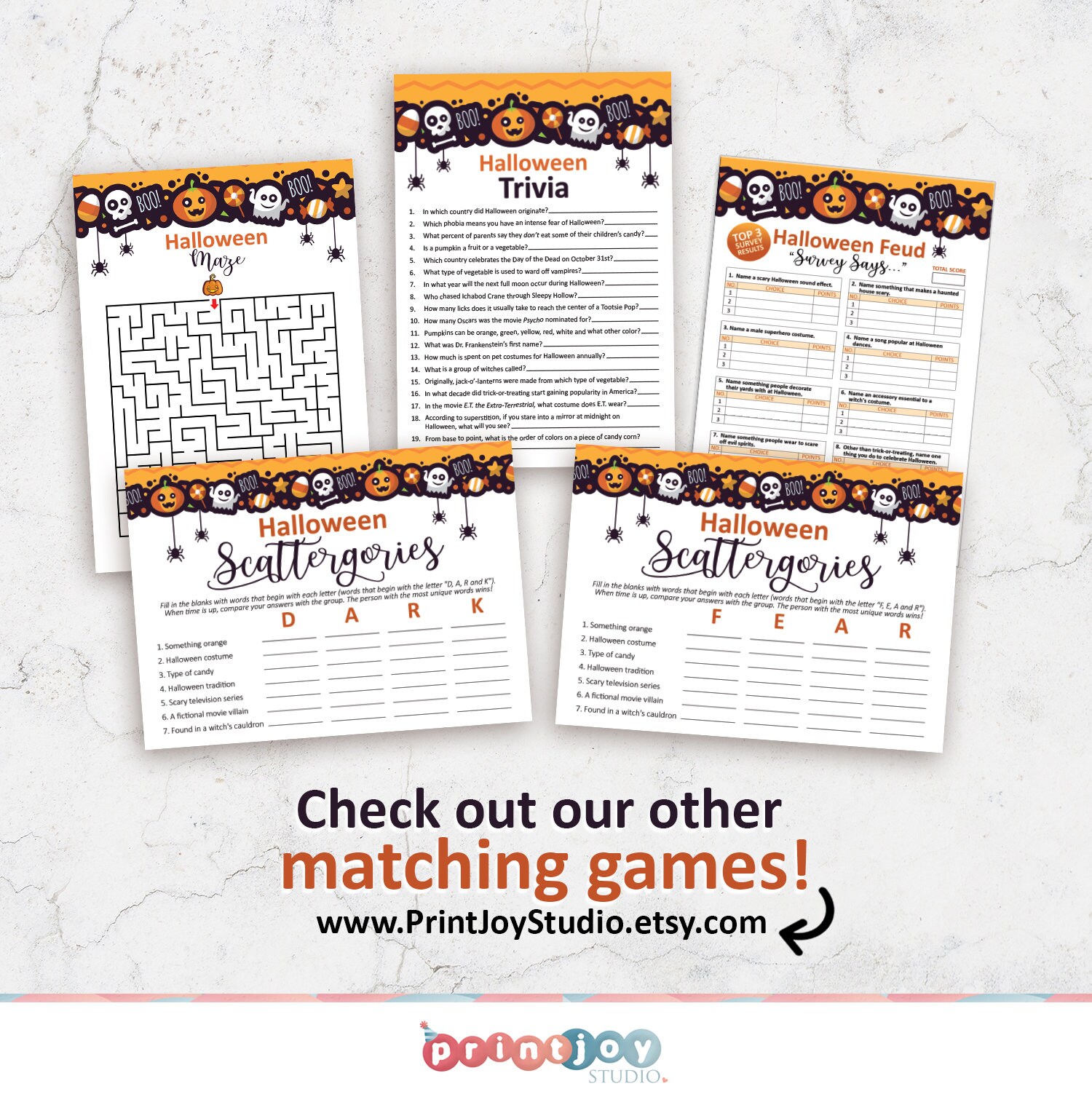 Printable Halloween Party Games Halloween Game Halloween | Etsy