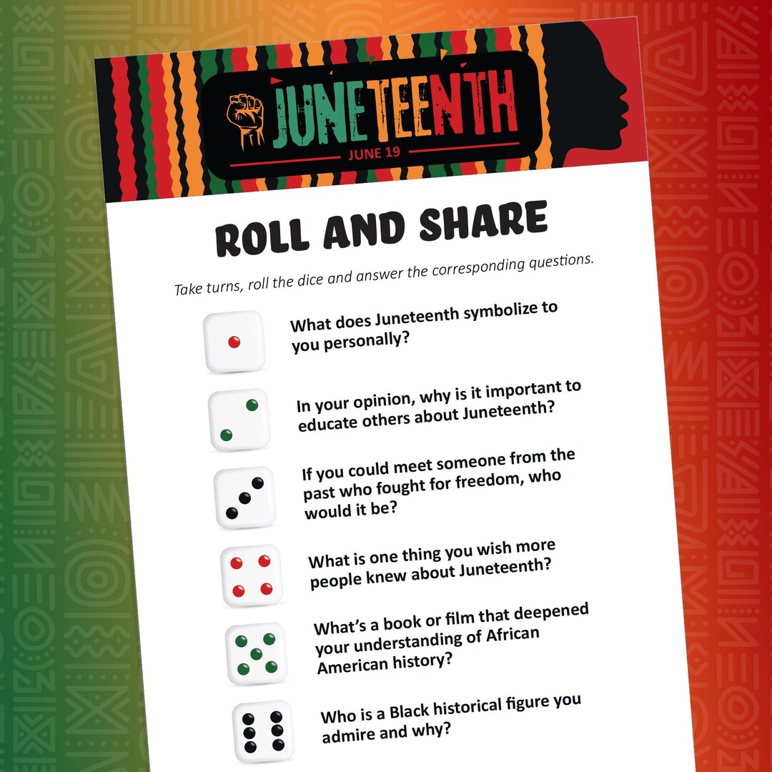 Juneteenth Roll and Share Game, Juneteenth Worksheet, Juneteenth ...