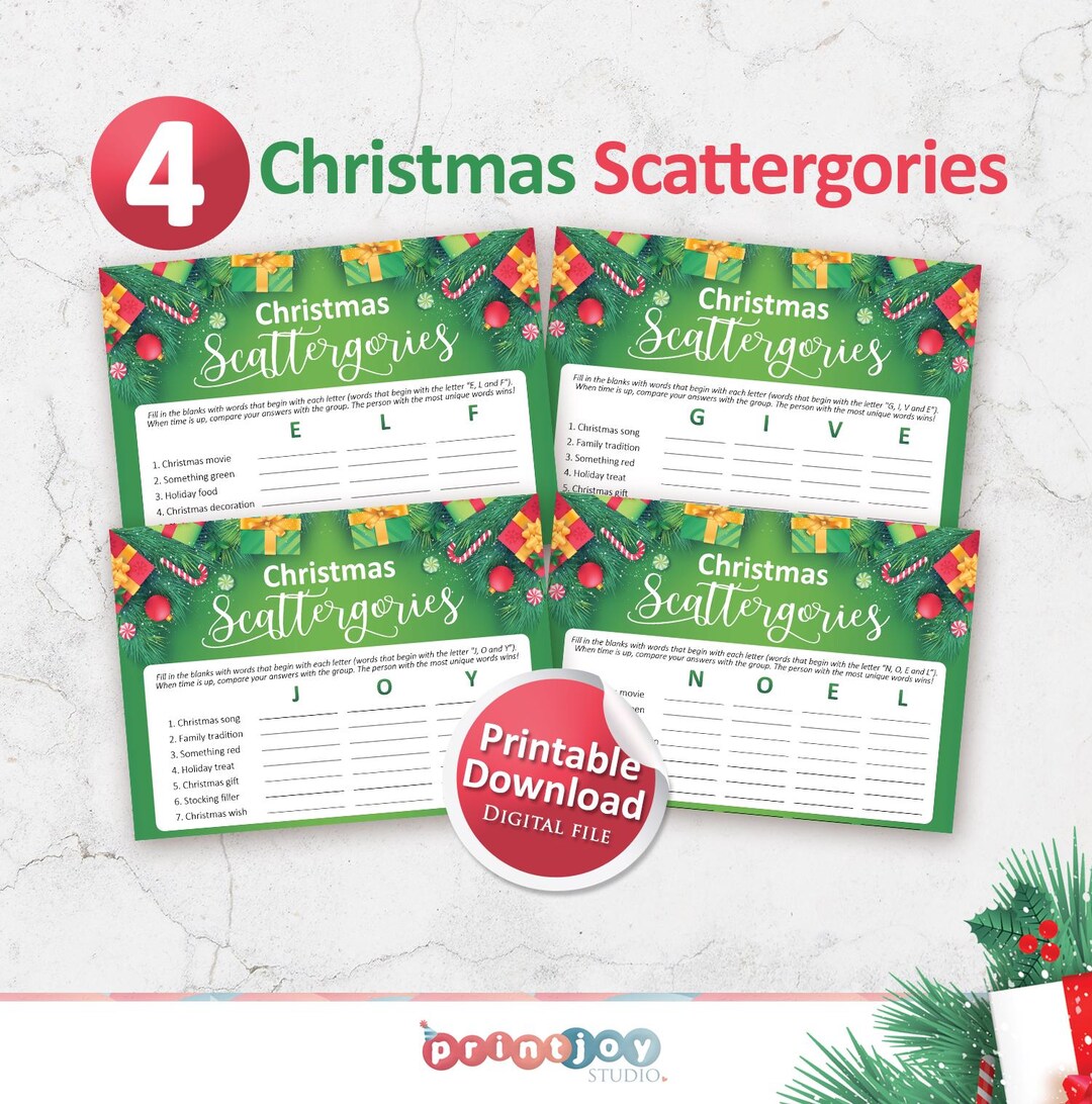 Printable Christmas Scattergories Bundle, Christmas Games Bundle ...