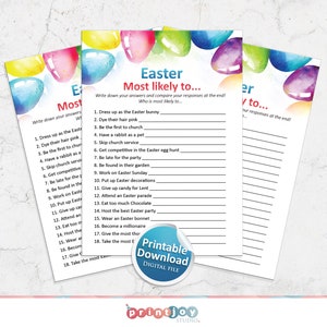 Most Likely to Game, Printable Easter Games, Easter Printable, Easter ...