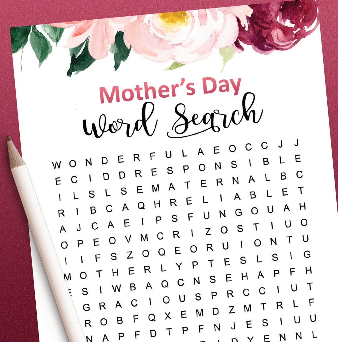 Printable Mothers Day Games, Word Search Game for Mother's Day ...