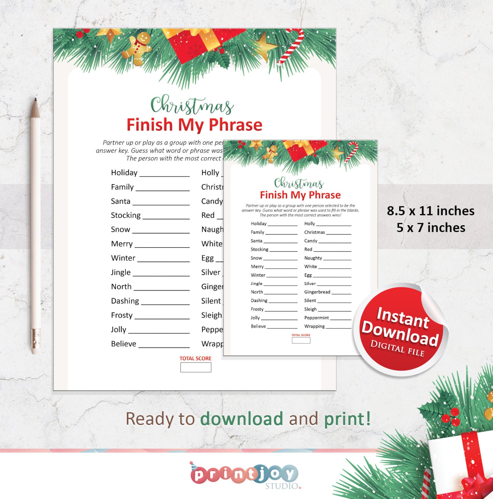 Finish My Phrase Christmas, Christmas Party Game, Christmas Finish That ...