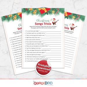 Christmas Song Trivia Game, Christmas Trivia Game for Adults, Christmas ...