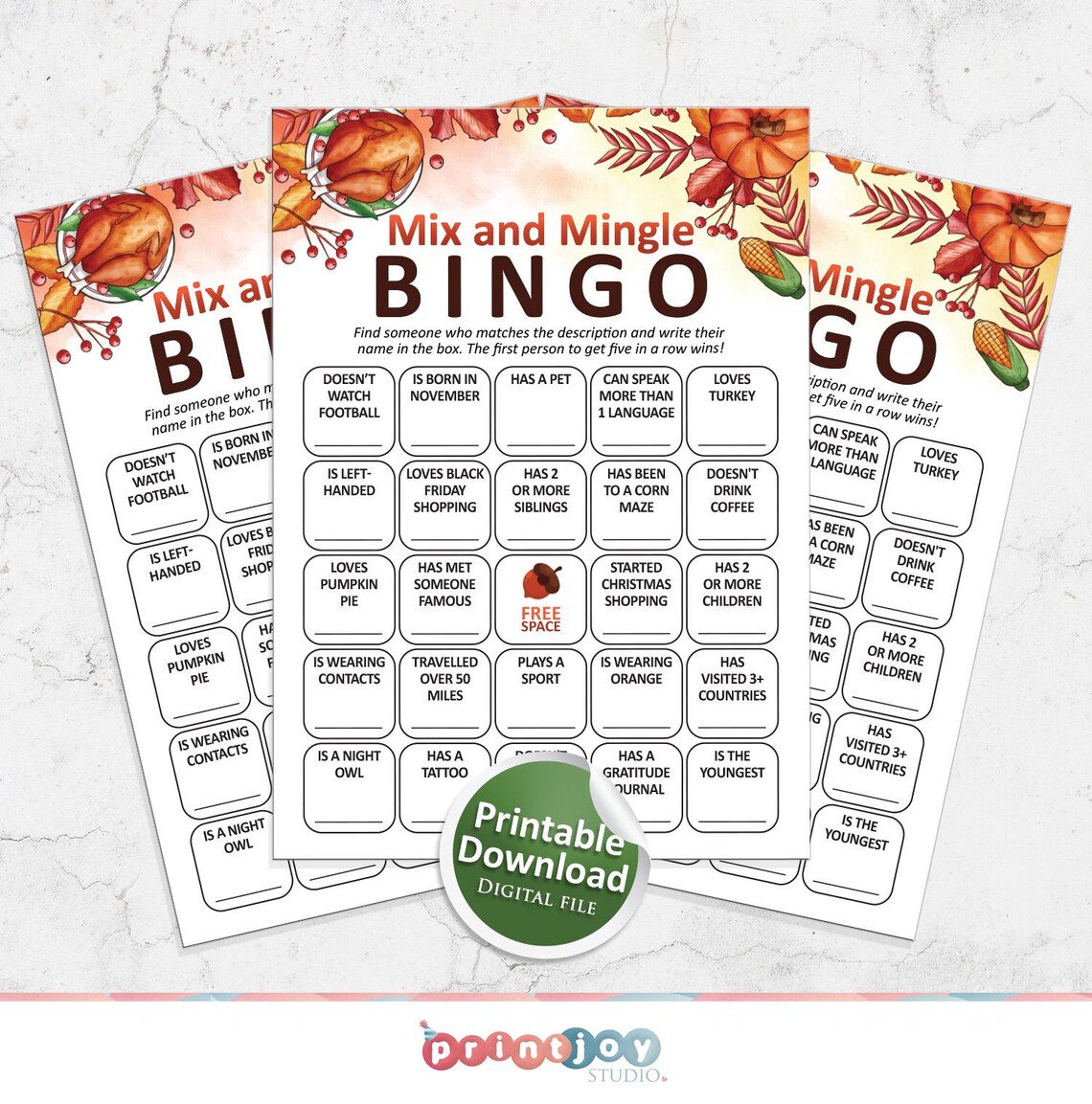 Friendsgiving Games, Mix and Mingle Game, Party Games, Adult Games ...