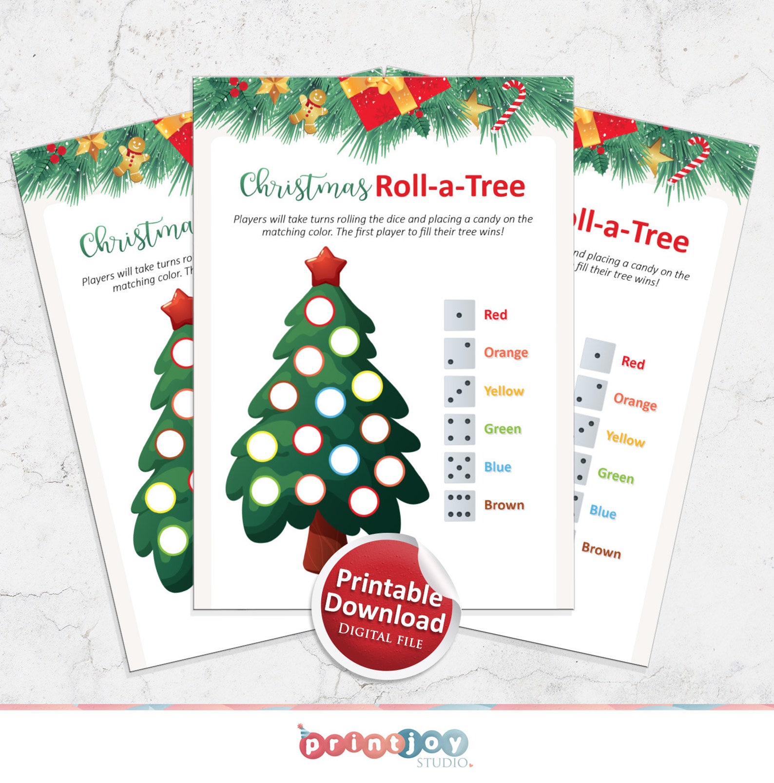 Christmas Dice Game Printable, Roll a Tree, Christmas Dice Games ...