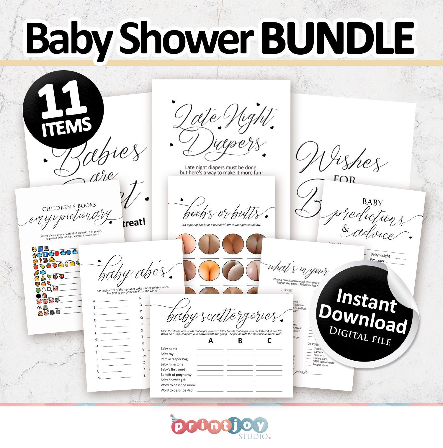Printable Baby Shower Games Baby Shower Bundle Minimalist - Etsy
