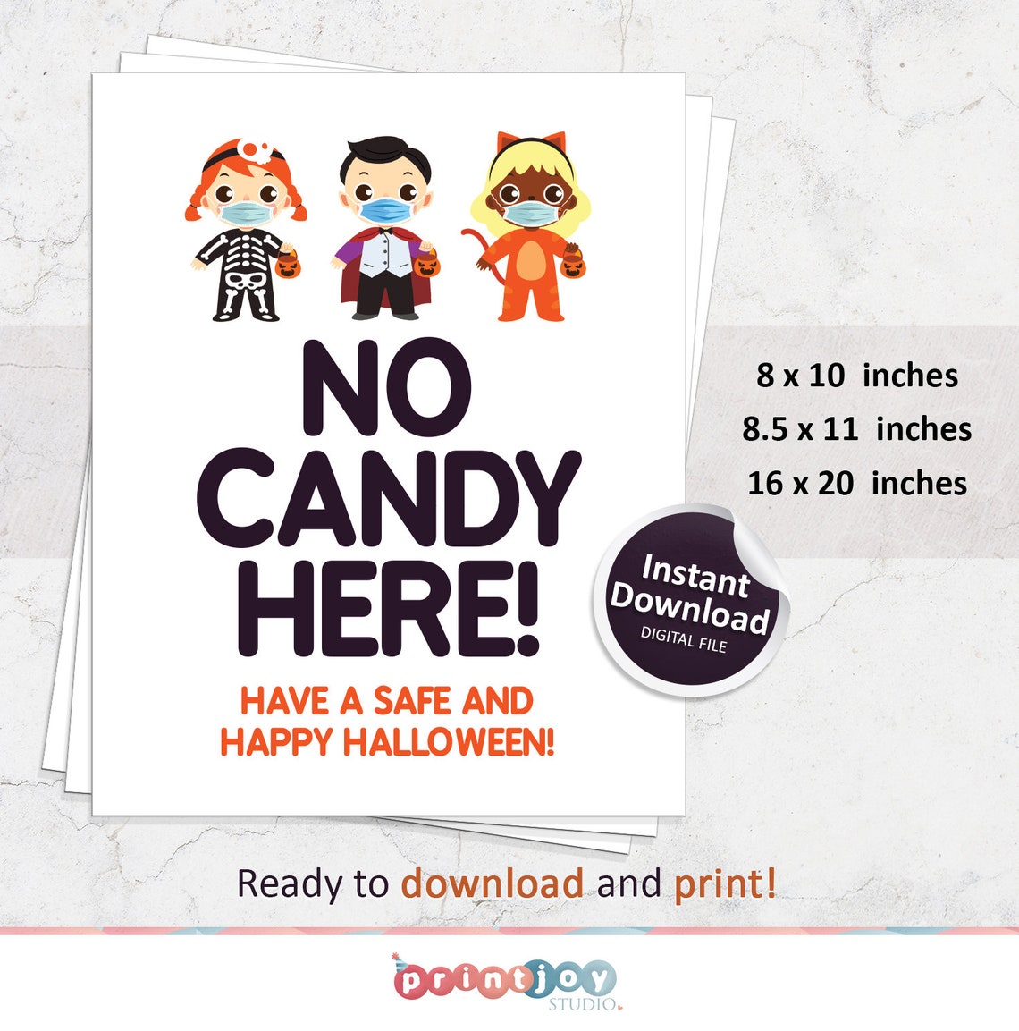 Printable Halloween Sign, No Candy Here Sign, Halloween Door Sign ...