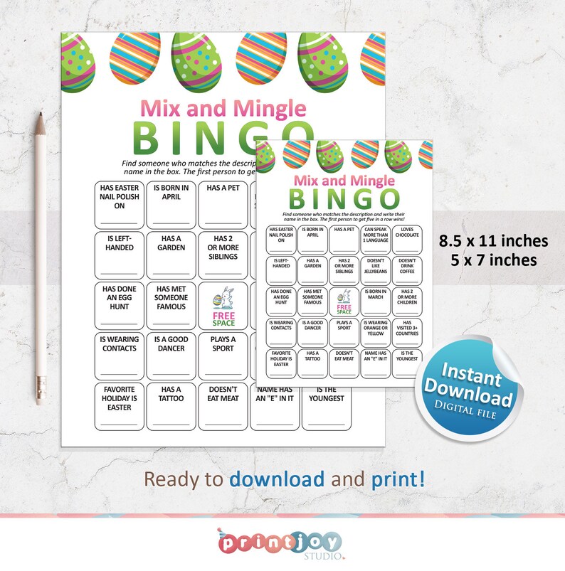 Mix and Mingle Bingo, Easter Games Printable, Find the Guest Game ...