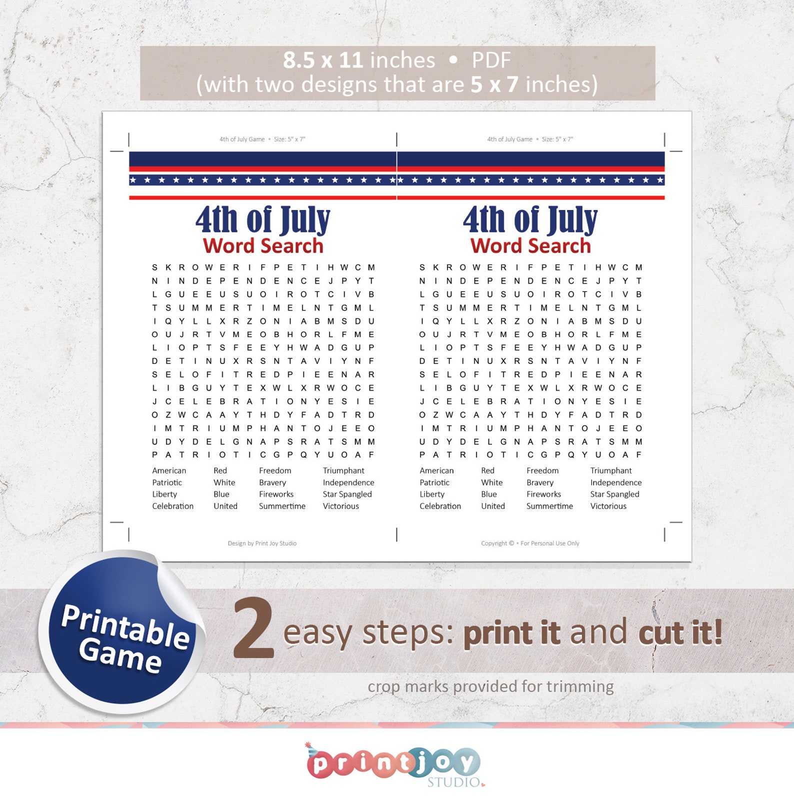 4th of July Printable Game, Fourth of July Word Search Game ...