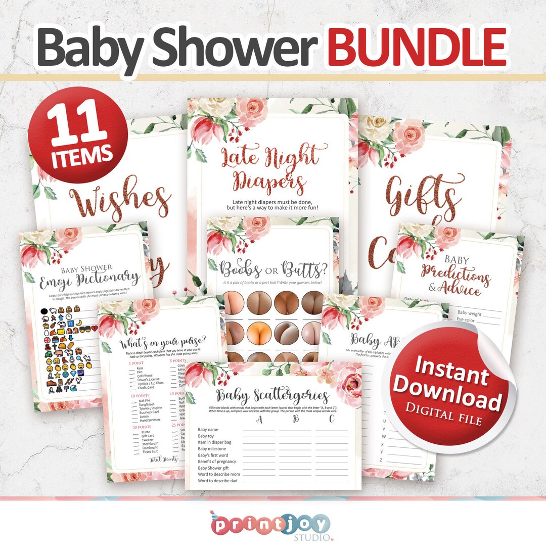 Printable Baby Shower Games, Baby Shower Signs, Baby Shower Bundle ...