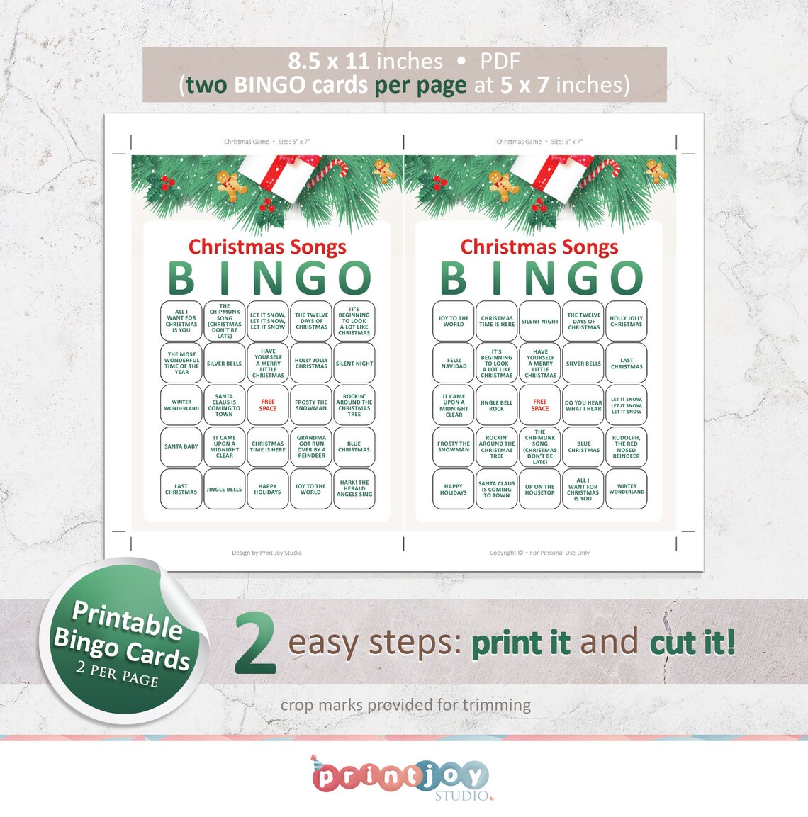 Christmas Music Bingo Christmas Party Games Christmas - Etsy