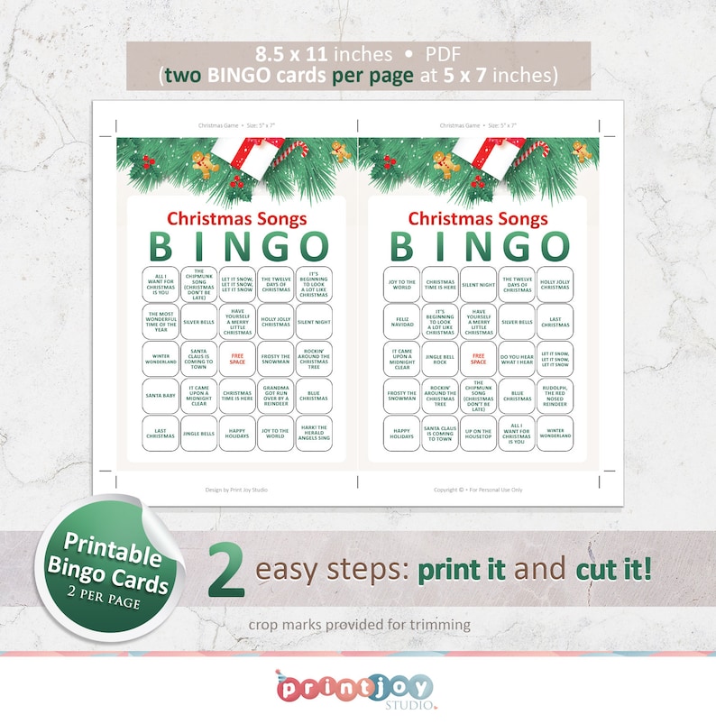 Christmas music bingo Christmas party games Christmas | Etsy