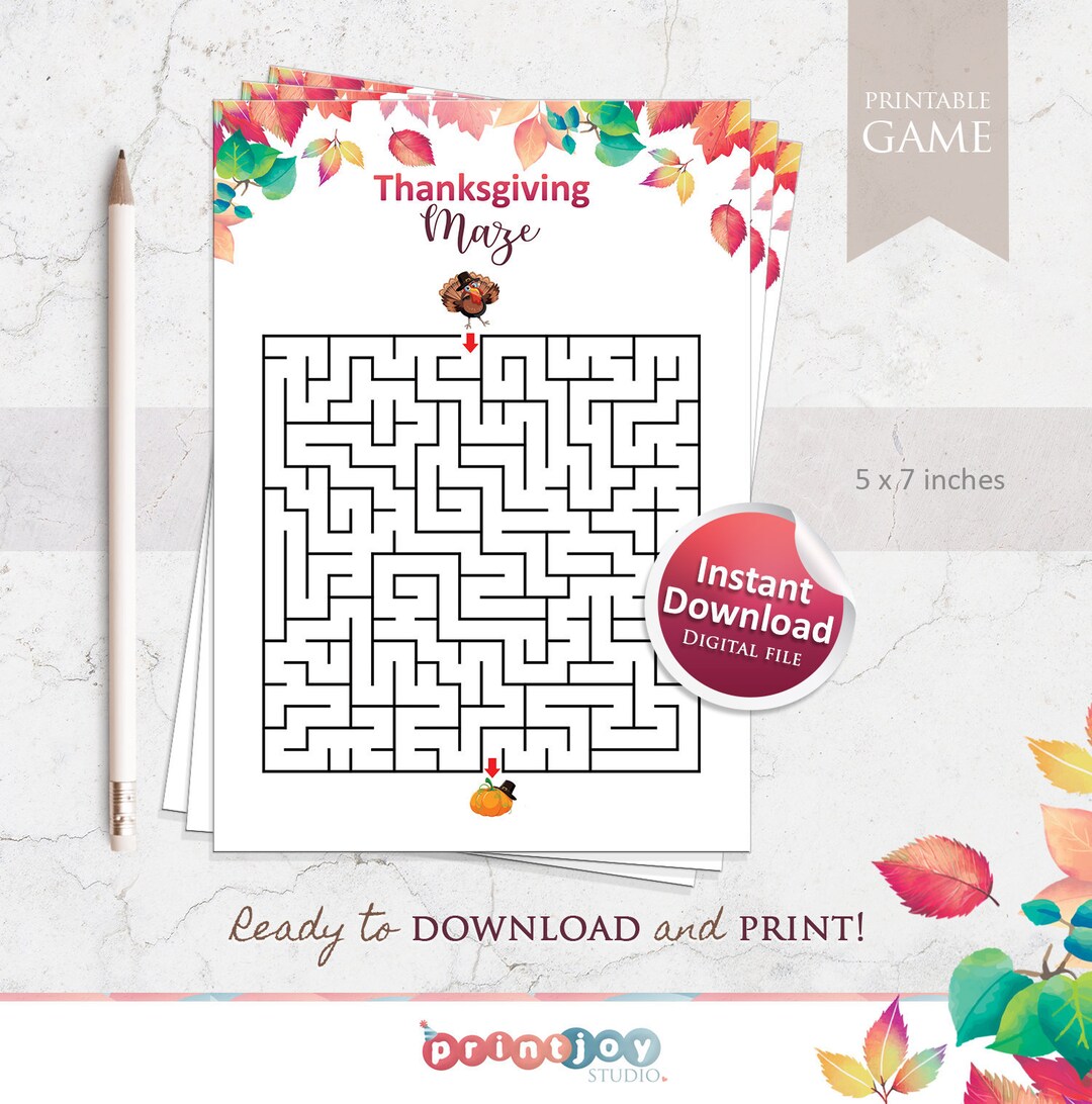 Thanksgiving Games Printable Maze Game for Thanksgiving - Etsy