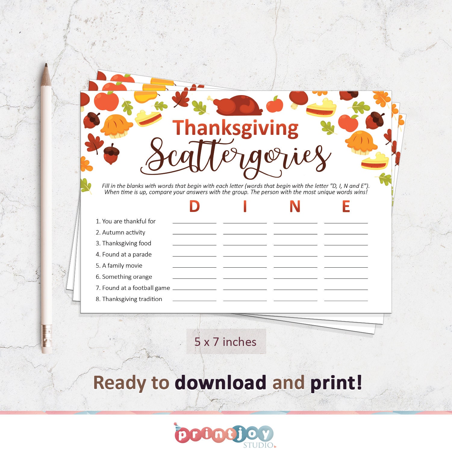 Thanksgiving Scattergories Game Bundle Thanksgiving Games - Etsy