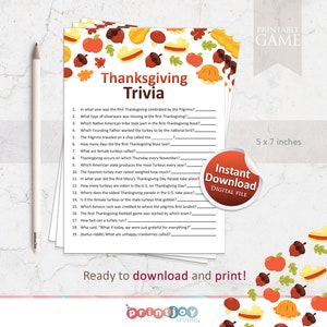Thanksgiving Trivia Game, Thanksgiving Games, Thanksgiving Printable ...