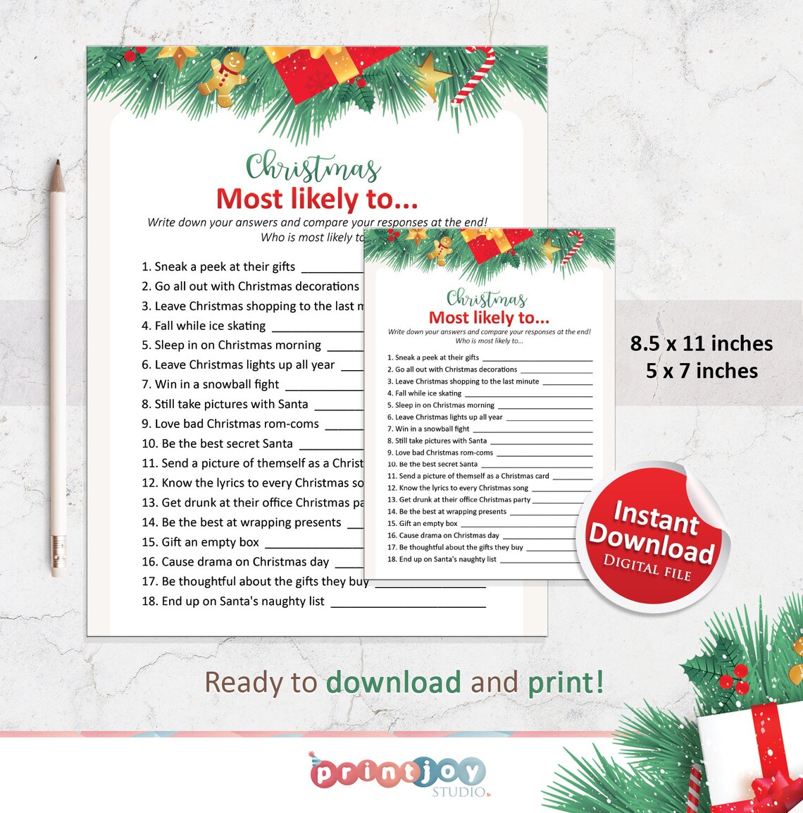 Most Likely To, Who's Most Likely to Game, Christmas Games, Printable ...