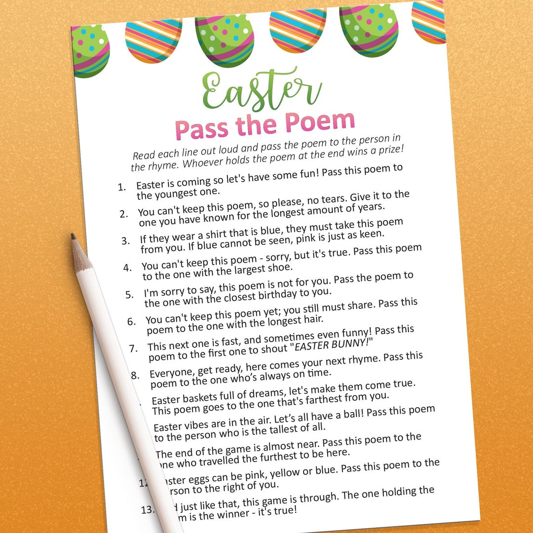 Pass the Poem, Easter Games for Adults, Pass the Present Game ...