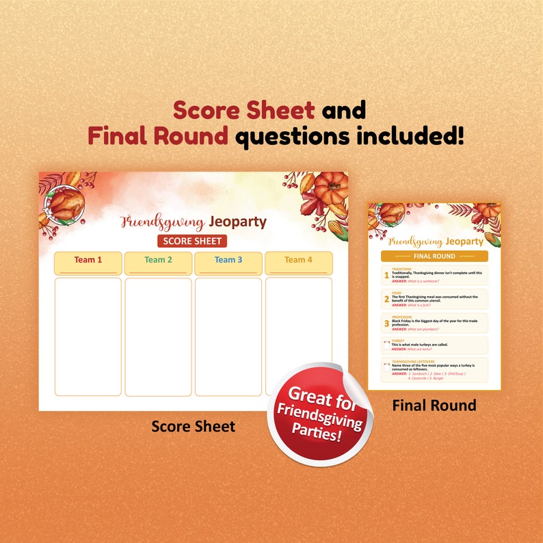 Friendsgiving Games, Friendsgiving Trivia, Thanksgiving Jeoparty, Games ...