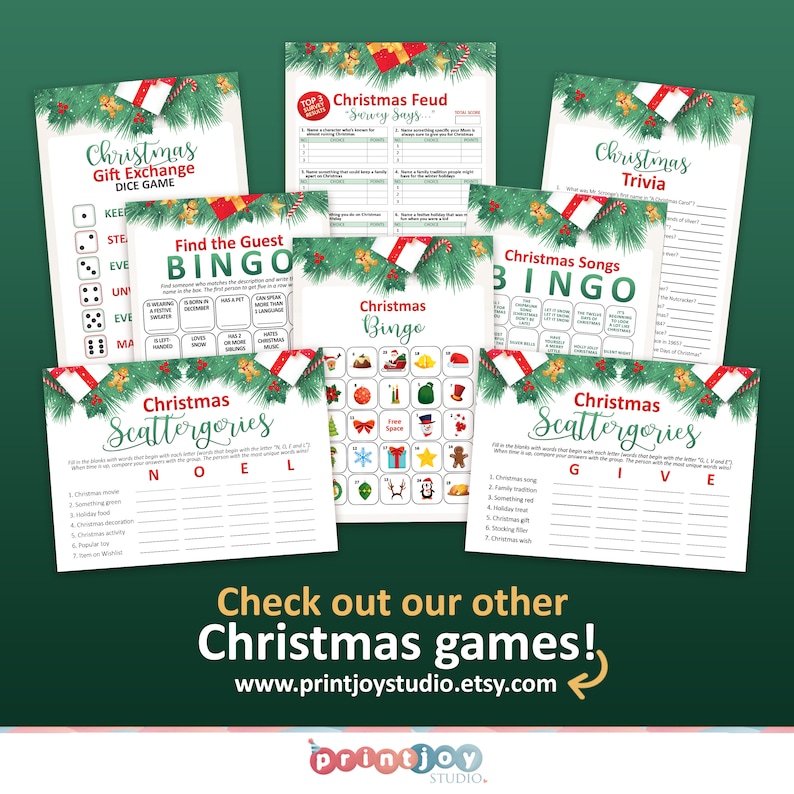 Christmas Bingo Patterns Bingo Game Patterns Winning Bingo - Etsy