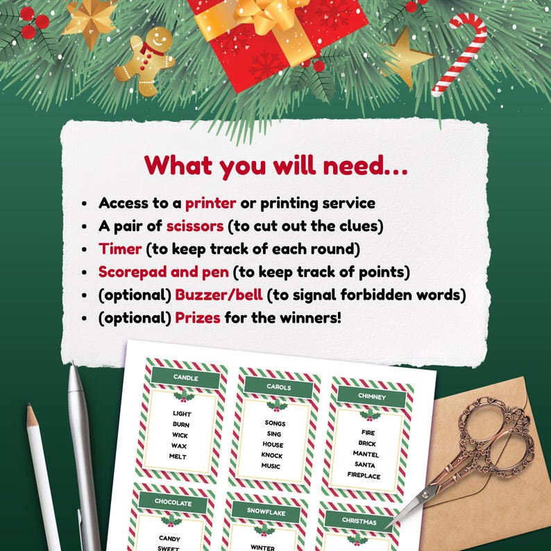 Christmas Forbidden Words, Fun Christmas Games Printable, Christmas ...