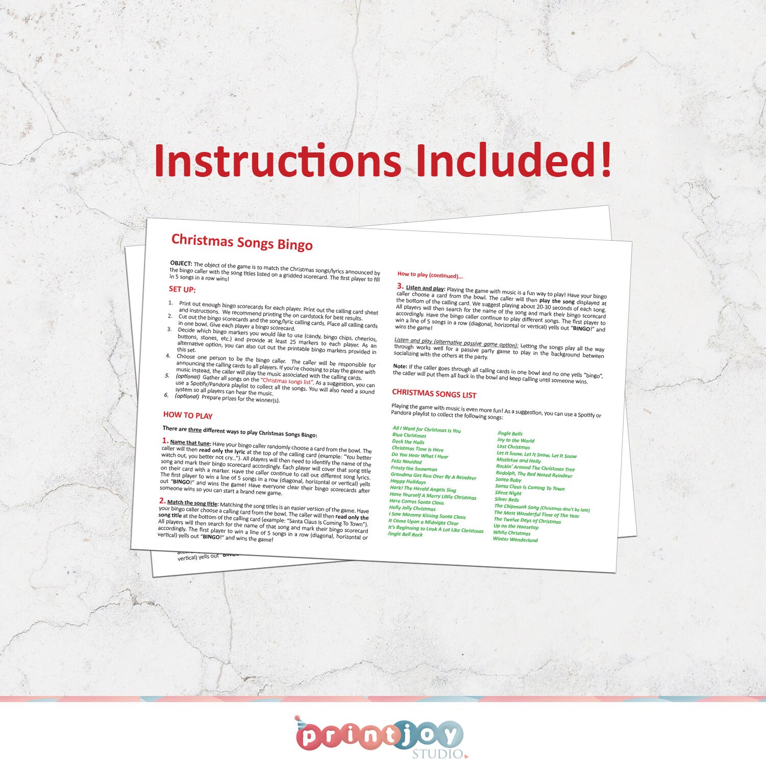 Christmas Music Bingo Christmas Party Games Christmas - Etsy