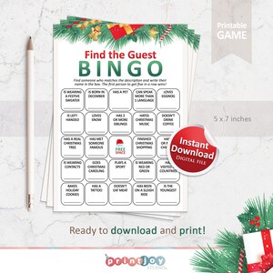 Find the Guest Bingo, Christmas Party Game, Christmas Bingo, Find the ...