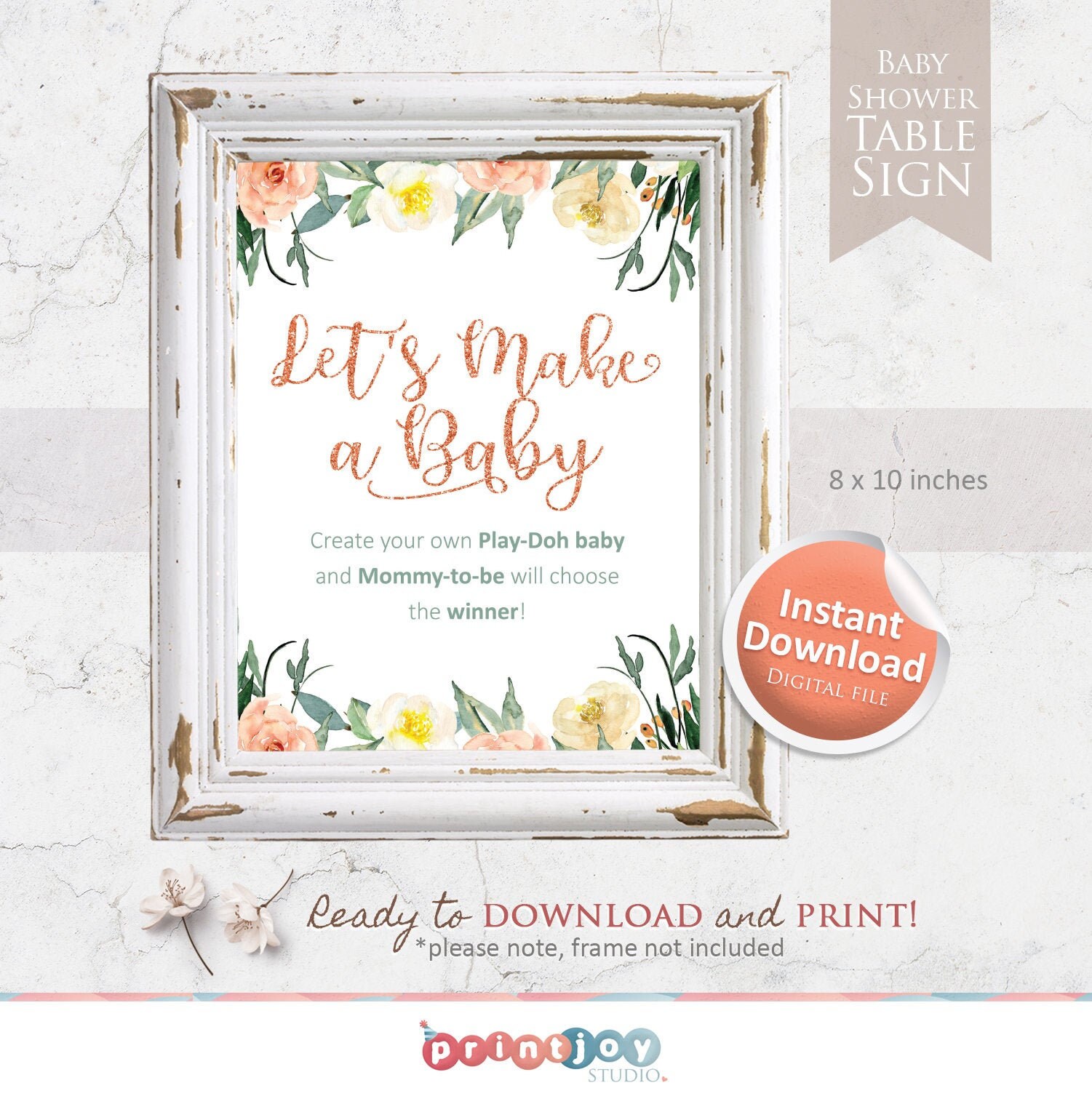 Let's Make a Baby Game, Play-doh Baby Table Sign, Baby Shower Games ...