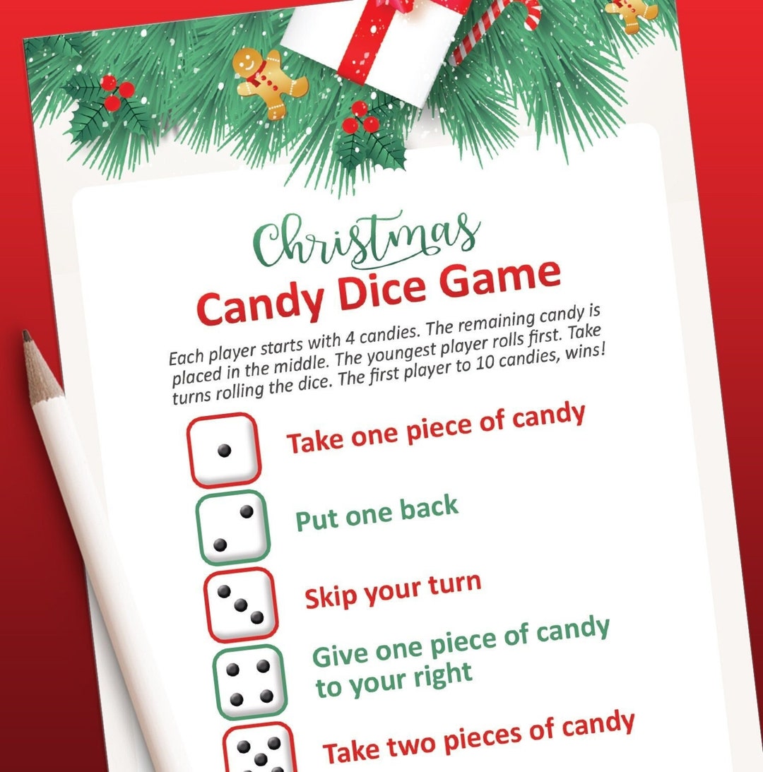 Christmas Candy Dice Game, Christmas Games, Christmas Printable ...
