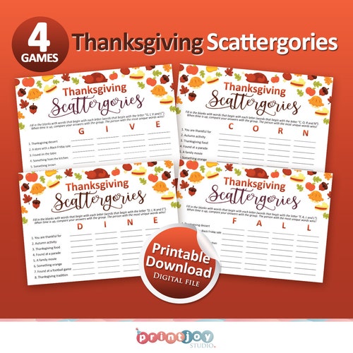Thanksgiving Games Printable Scattergories Game for - Etsy