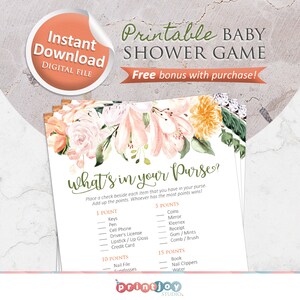Baby Shower Games Printable What's in Your Purse Game | Etsy