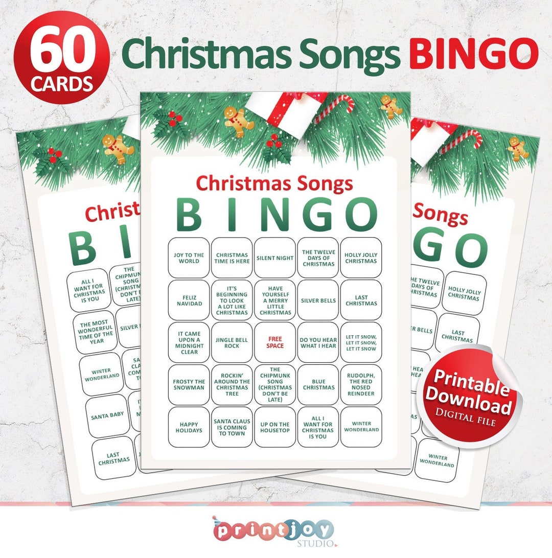 Christmas Song Bingo, PDF Christmas Bingo, Christmas Music Bingo ...