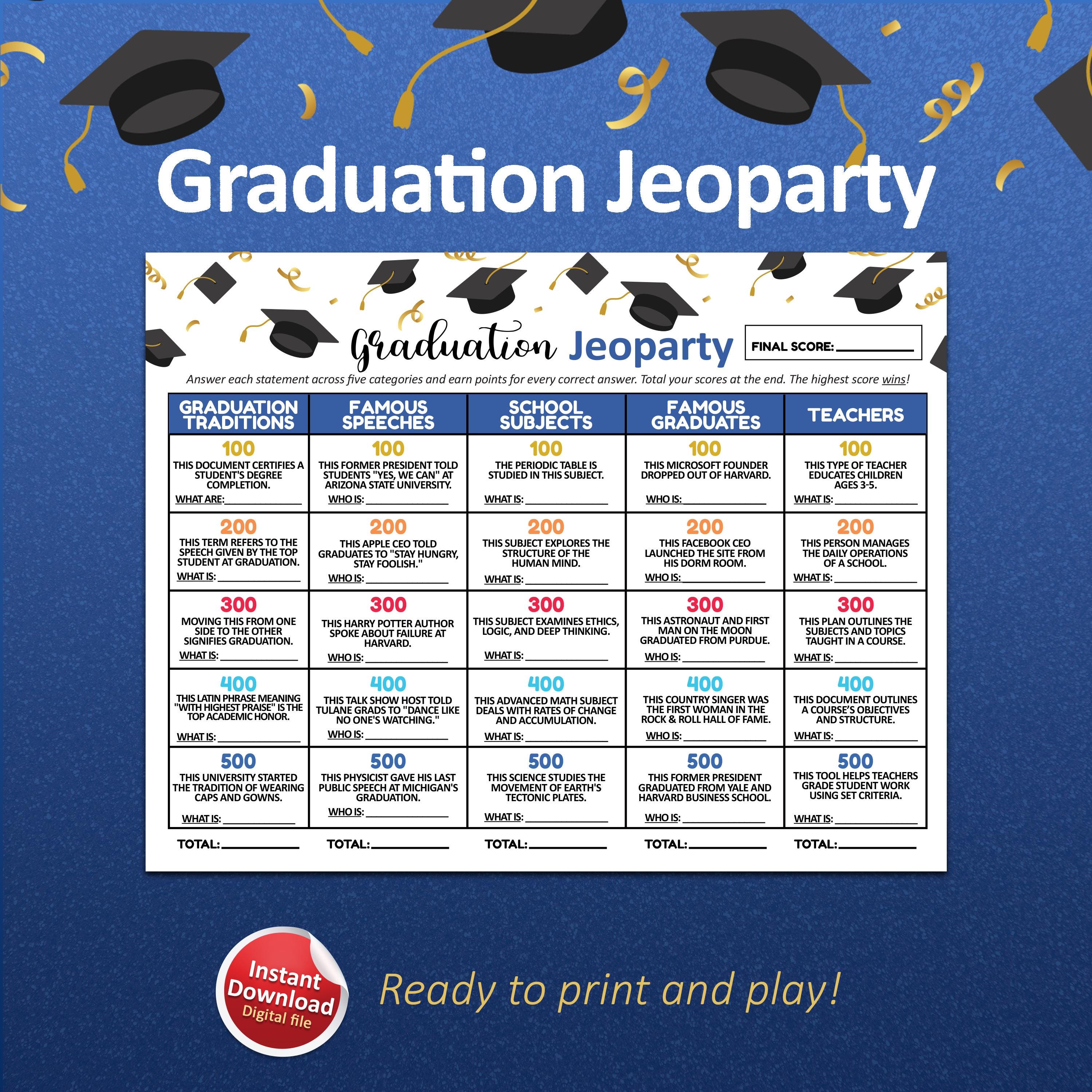 Graduation Trivia, Graduation Games, Graduation Party Games, 2026 ...