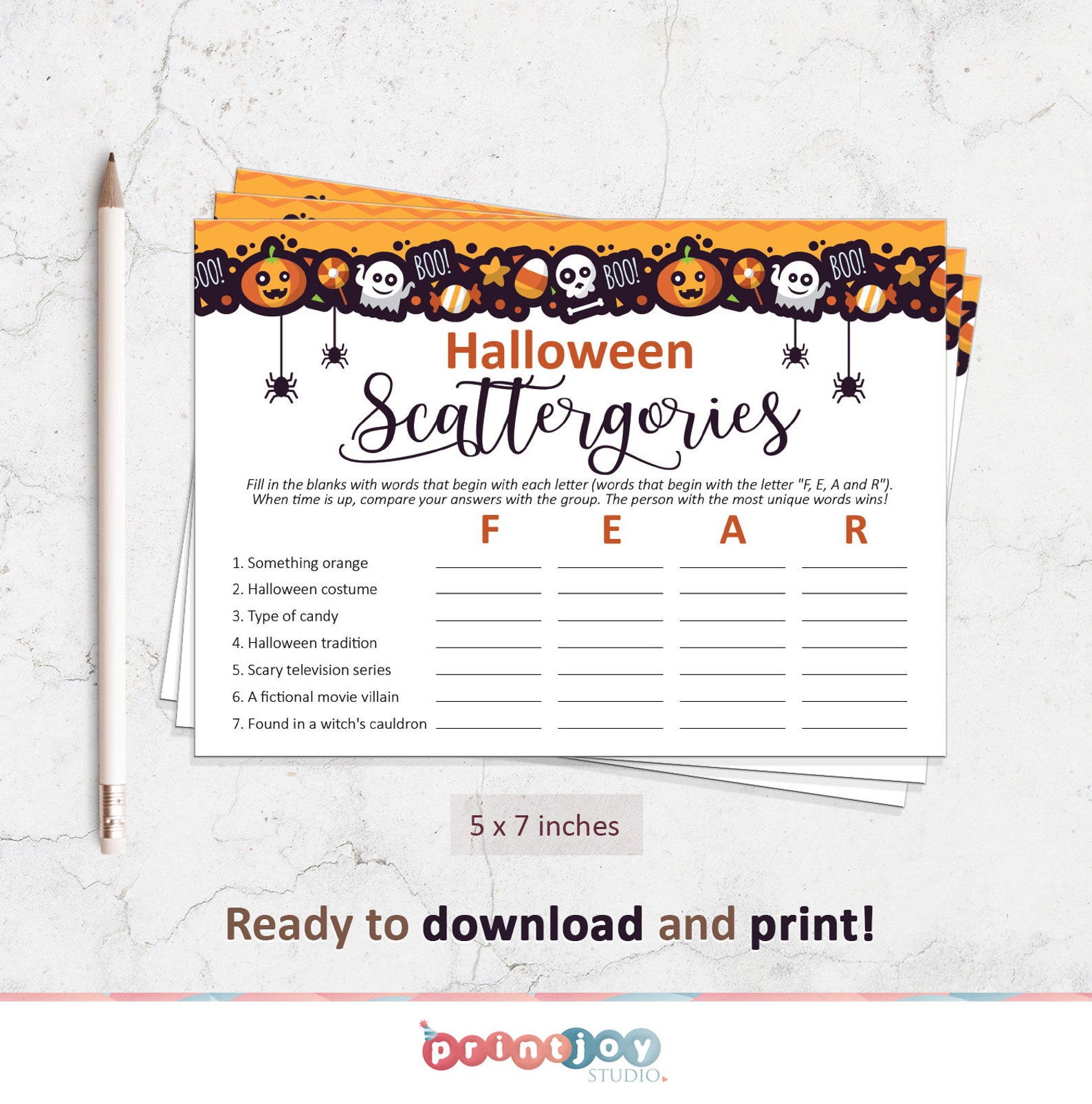 Halloween Scattergories Game Halloween Game Printable - Etsy