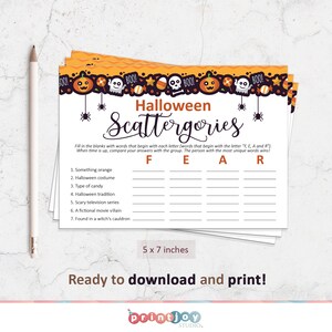 Halloween Scattergories Game, Halloween Game, Printable Halloween Party ...