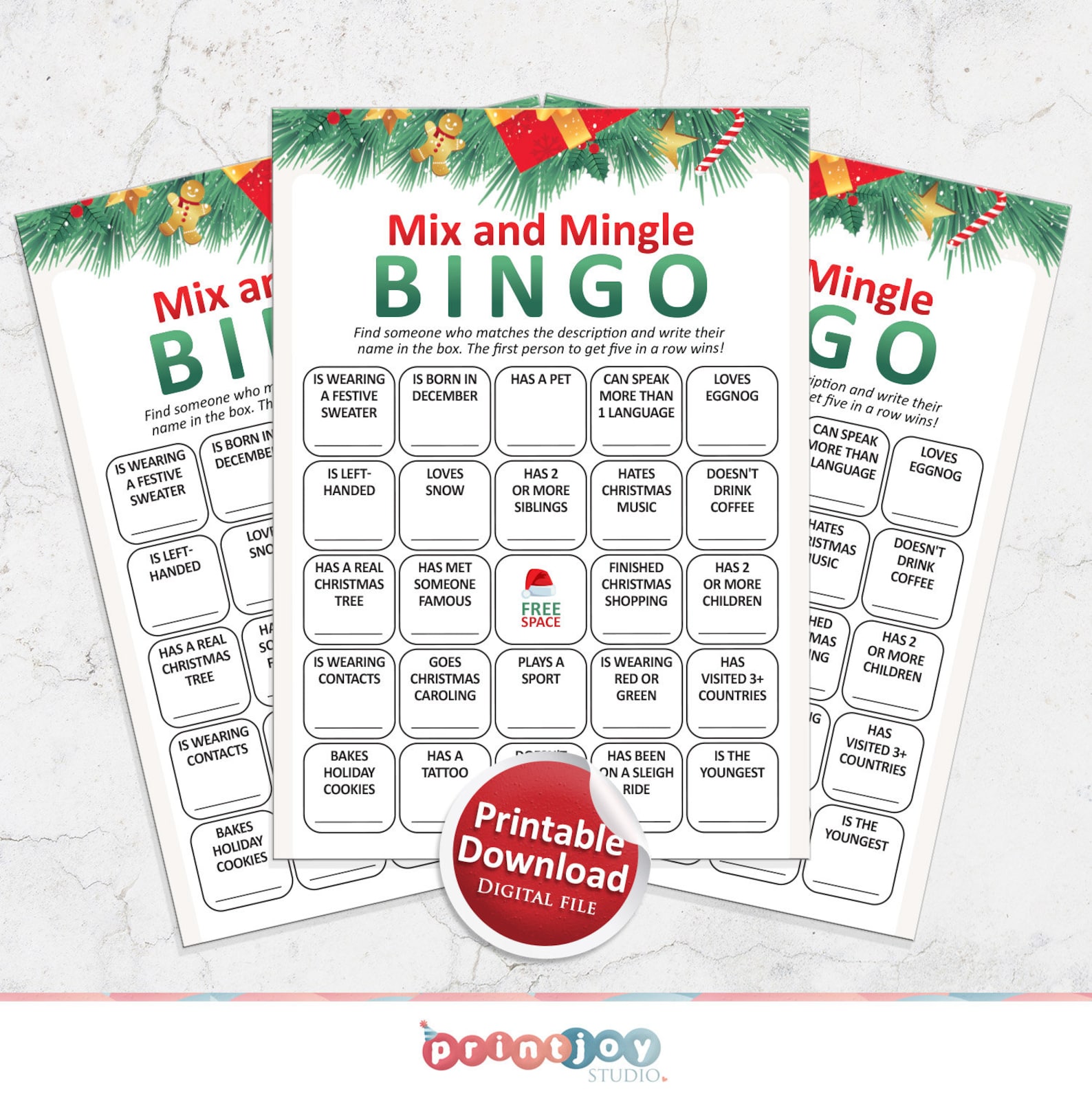 Mix and Mingle Bingo, Christmas Bingo Cards, Find the Guest Bingo, Work ...