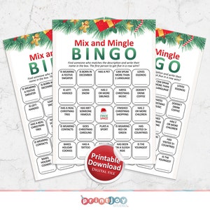 Mix and Mingle Bingo, Christmas Bingo Cards, Find the Guest Bingo, Work ...