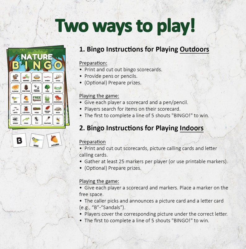 Outdoor Games for Families, Nature Bingo Cards, Outdoors, Nature ...