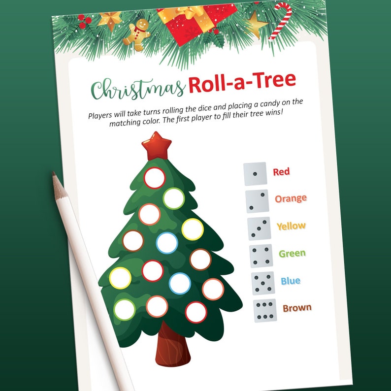 Christmas Dice Game Printable, Roll a Tree, Christmas Dice Games ...