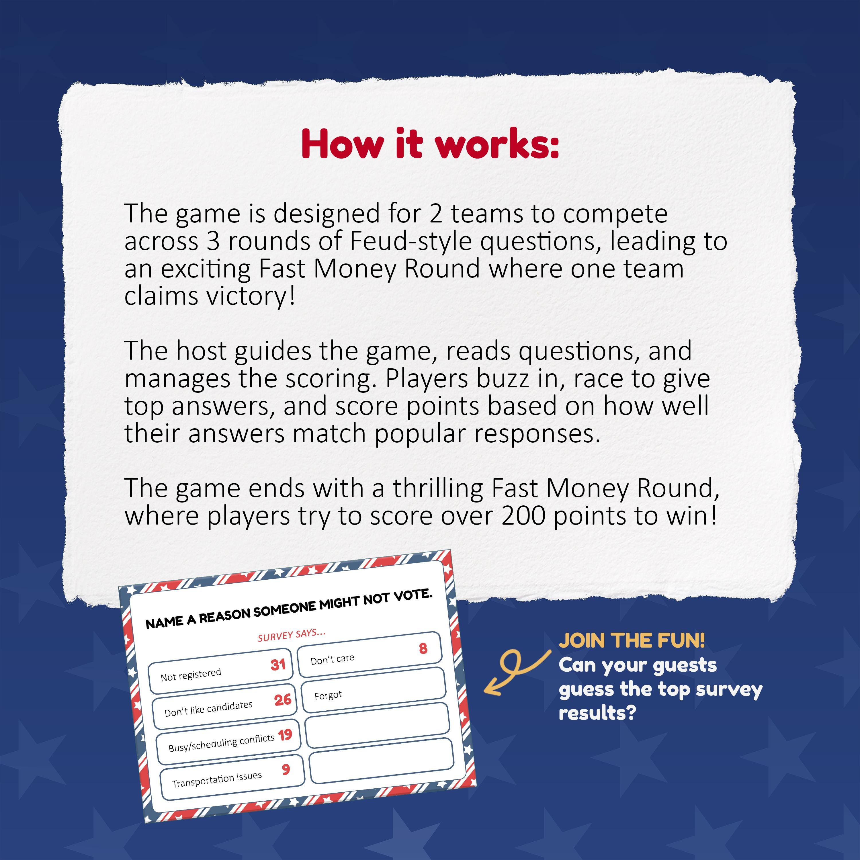 Election Feud Game, Party Games, Trump Vs Harris, Election Day Games ...