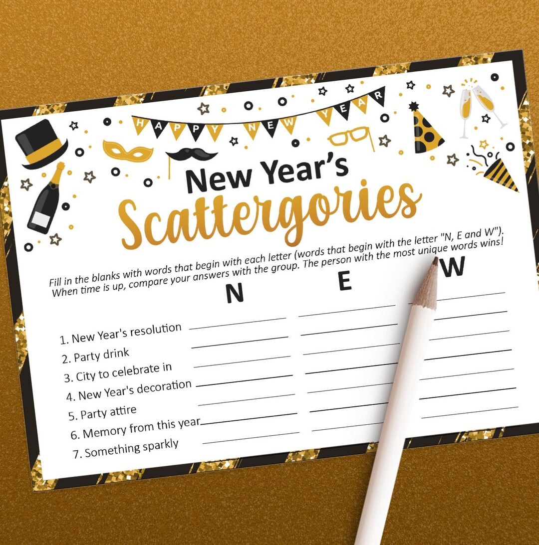 NYE Games, Scattergories Game, New Years Eve Games, New Years Party ...