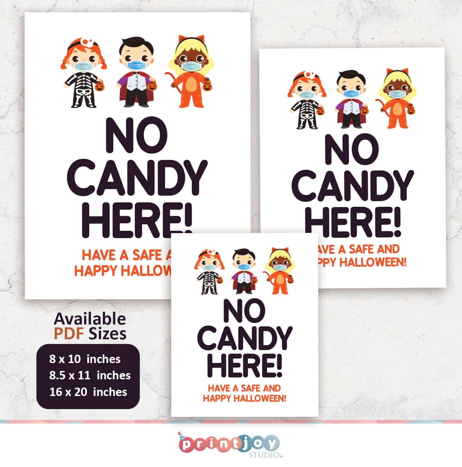 Printable Halloween Sign, No Candy Here Sign, Halloween Door Sign ...