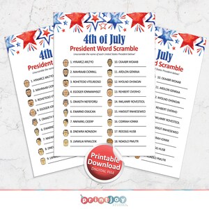 4th of July Printable Game, President Trivia Game, Fourth of July ...