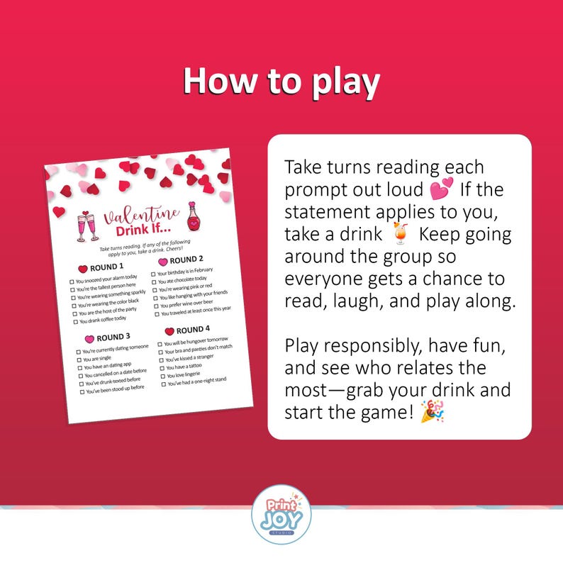 Jeu de boissons pour la Saint-Valentin – Jeu de société à imprimer pour ...