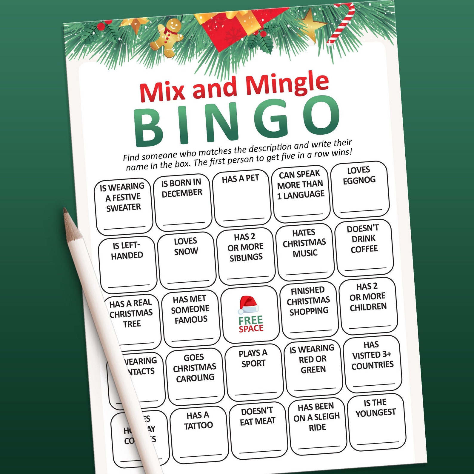 Mix and Mingle Bingo, Christmas Bingo Cards, Find the Guest Bingo, Work ...