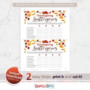 Thanksgiving Scattergories Game Bundle, Thanksgiving Games ...